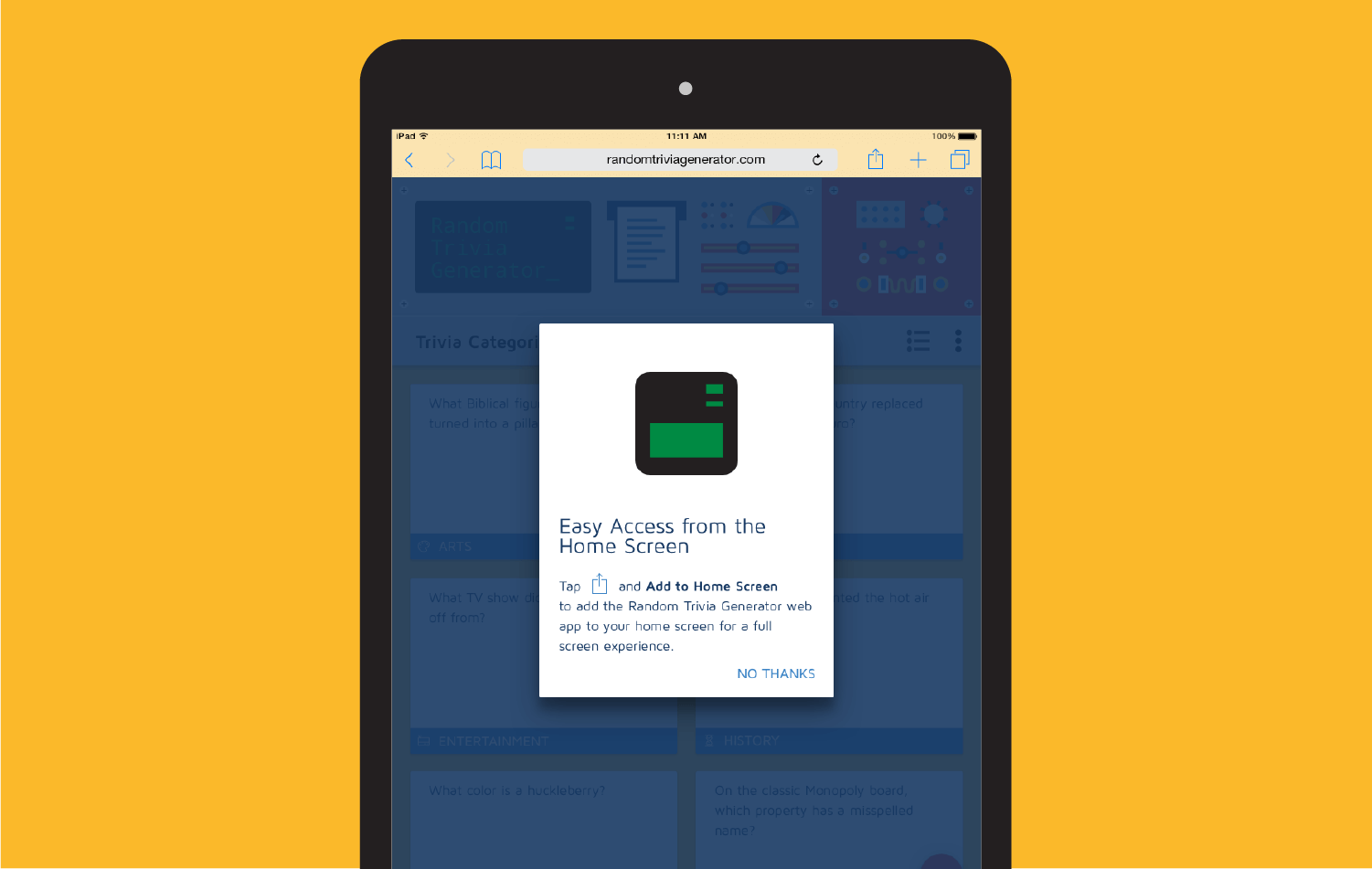 Equal Parts Studio | Random Trivia Generator App